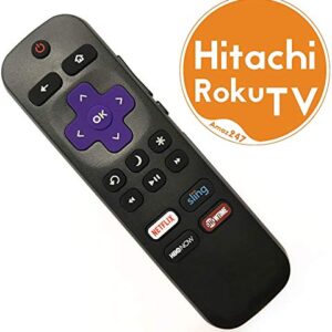 Hitachi Roku TV Remote w/Volume Control & TV Power Button for All Hitachi Roku Built-in TV. NO Pairing! NOT for ROKU Stick and ROKU Player.