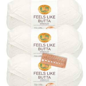 Lion Brand Yarn Feels Like Butta Soft Yarn for Crocheting and Knitting, Velvety, 3-Pack, White