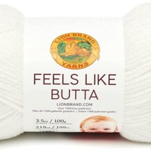 Lion Brand Yarn Feels Like Butta Soft Yarn for Crocheting and Knitting, Velvety, 3-Pack, White