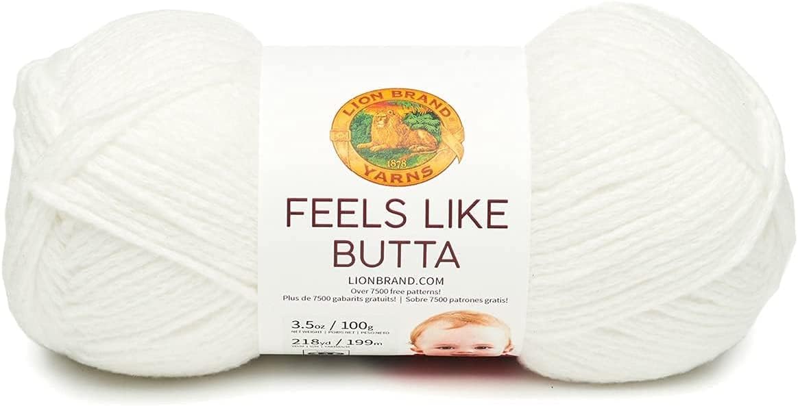 Lion Brand Yarn Feels Like Butta Soft Yarn for Crocheting and Knitting, Velvety, 3-Pack, White