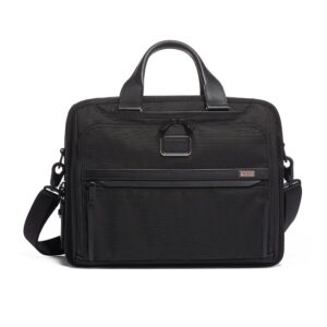 tumi - alpha organizer brief - laptop briefcase for commute or travel - fits up to 15" laptop - removable shoulder strap - black