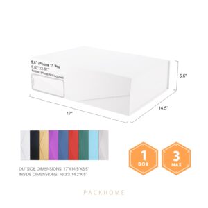 PACKHOME 16.3x14.2x5 Inches, 3 Extra Large Gift Boxes with Lids, Gift Boxes for Clothes and Large Gifts (Matte White with Grain Texture)