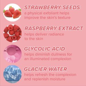 I DEW CARE Wash-Off Face Mask - Berry Groovy | Illuminate with Glycolic Acid and Raspberry, For Dry Skin, 3.38 Oz