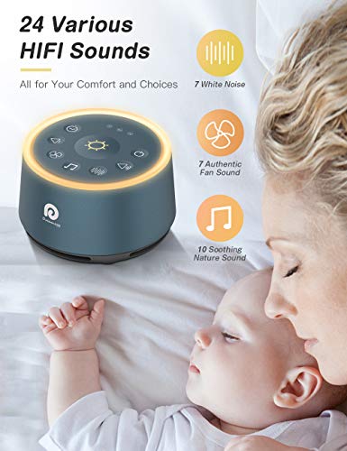 Dreamegg D1 Sound Machine - White Noise Machine with Baby Night Light for Sleeping, High Fidelity Sounds, Timer & Memory Feature, Sound Machine for Baby Adults, Home, Office, Travel (Navy Blue)