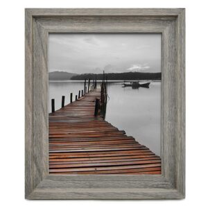 eosglac rustic 11x14 picture frame, wooden photo frames with plexiglass front for wall mounting display, grey-brown