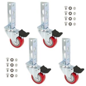 4pc - storage rack caster wheels (adapts to boltless self locking shelving racks) (3" (500 max total capacity))