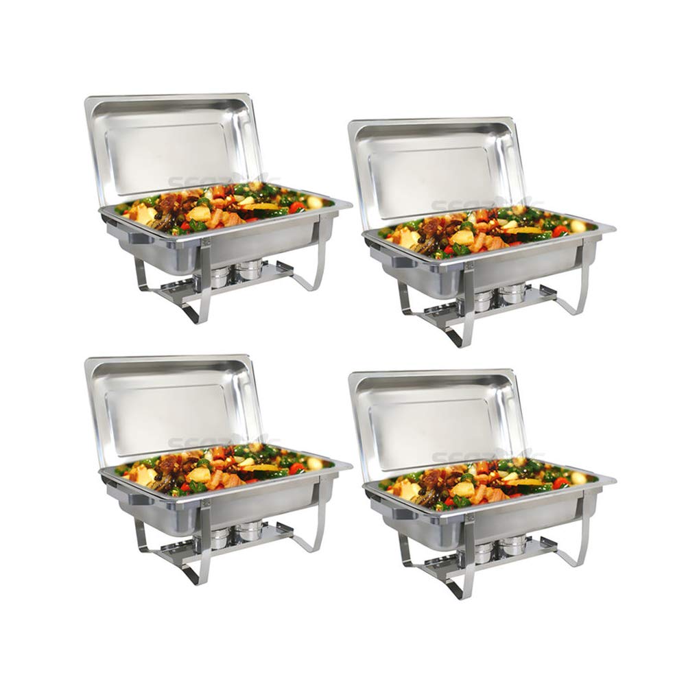 Thaweesuk Shop New 8QT 4 Pack Catering Stainless Steel Chafer Chafing Dish Sets Full Size Buffet 24"x14"x11.4" (LxWxH) of Set