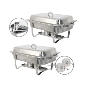 Thaweesuk Shop New 8QT 4 Pack Catering Stainless Steel Chafer Chafing Dish Sets Full Size Buffet 24"x14"x11.4" (LxWxH) of Set