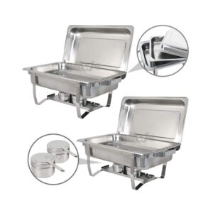 Thaweesuk Shop New 8QT 4 Pack Catering Stainless Steel Chafer Chafing Dish Sets Full Size Buffet 24"x14"x11.4" (LxWxH) of Set