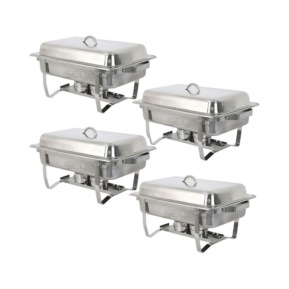 Thaweesuk Shop New 8QT 4 Pack Catering Stainless Steel Chafer Chafing Dish Sets Full Size Buffet 24"x14"x11.4" (LxWxH) of Set