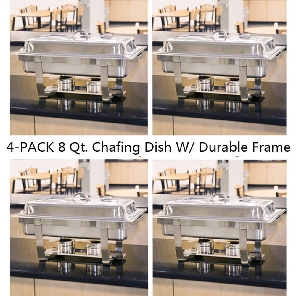 Thaweesuk Shop New 8QT 4 Pack Catering Stainless Steel Chafer Chafing Dish Sets Full Size Buffet 24"x14"x11.4" (LxWxH) of Set