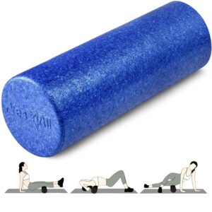 yes4all high density foam roller for back, variety of sizes & colors for yoga, pilates – blue - 18 inch