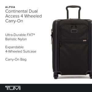 TUMI - Alpha Continental Dual Access 4-Wheeled Carry-On Luggage - Rolling Suitcase for Men and Women with 4 Spinner Wheels - Black