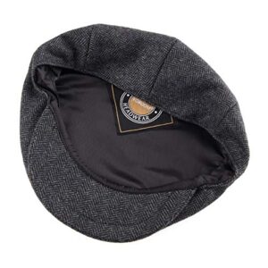 VOBOOM Men's Herringbone Flat Ivy Newsboy Hat Wool Blend Gatsby Cabbie Cap (Dark Grey, 7 5/8)