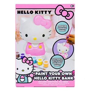 horizon group usa hello kitty paint your own piggy bank, diy coin bank for kids, multicolor