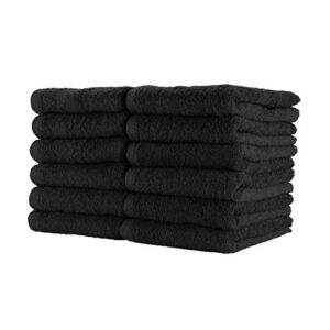 arkwright bleach proof salon towels - pack of 12 - highly absorbent, 100% cotton, quick dry spa face towel for hair stylist, barber, pedicure, and esthetician, 16 x 27 in, black