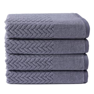 texere 100% organic cotton jacquard 650 gsm premium bath towel sets - extra absorbent quick dry and plush (cable, excalibur, 4 bath towels)