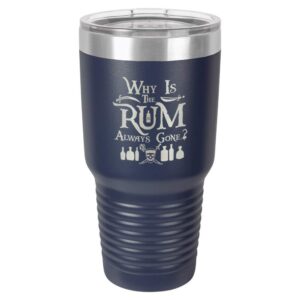 why is the rum always gone navy 30 oz tumbler with straw and slide top lid | stainless steel travel mug | compare to yeti rambler