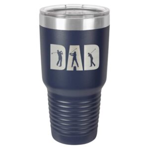 golf dad knockout navy 30 oz tumbler with straw and slide top lid | stainless steel travel mug | compare to yeti rambler