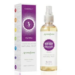 crown chakra natural mist by aromafume | 100ml/3.3 fl oz | sahasrara | aromatherapy spray for chakra balance | lavender & jasmine extracts | essential oil spray for meditation, yoga, reiki