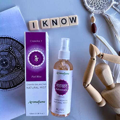 Crown Chakra Natural Mist by Aromafume | 100ml/3.3 fl oz | Sahasrara | Aromatherapy Spray for Chakra Balance | Lavender & Jasmine Extracts | Essential Oil Spray for Meditation, Yoga, Reiki