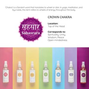 Crown Chakra Natural Mist by Aromafume | 100ml/3.3 fl oz | Sahasrara | Aromatherapy Spray for Chakra Balance | Lavender & Jasmine Extracts | Essential Oil Spray for Meditation, Yoga, Reiki