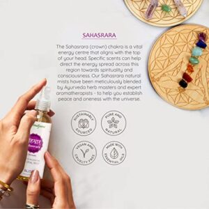 Crown Chakra Natural Mist by Aromafume | 100ml/3.3 fl oz | Sahasrara | Aromatherapy Spray for Chakra Balance | Lavender & Jasmine Extracts | Essential Oil Spray for Meditation, Yoga, Reiki