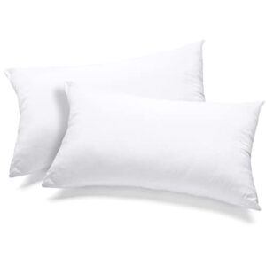 Utopia Bedding Throw Pillows Insert (Pack of 2, White) - 12 x 20 Inches Bed and Couch Pillows - Indoor Decorative Pillows