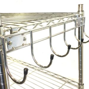 Home Storage Space HSS Wire Shelving 16" Wide Side bar w/5 Hooks, no Collar, add-on, Chrome, 2-Pack