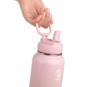 Takeya Actives 24 oz Vacuum Insulated Stainless Steel Water Bottle with Straw Lid, Premium Quality, Blush