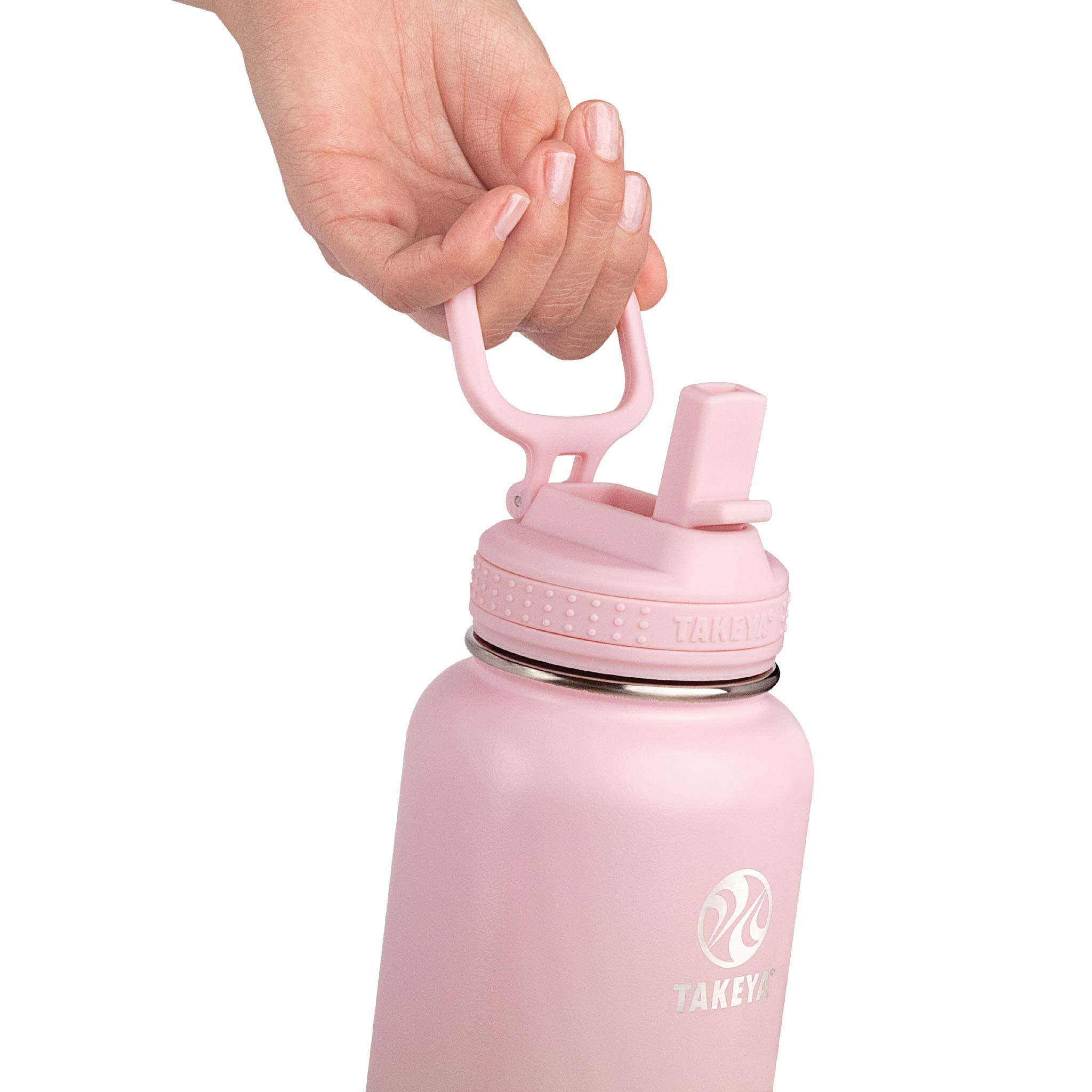 Takeya Actives 24 oz Vacuum Insulated Stainless Steel Water Bottle with Straw Lid, Premium Quality, Blush