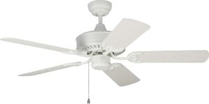 monte carlo 5hvo44rzw haven outdoor ceiling fan with pull chain, 44 inch, white - no light, 5 mdf blades