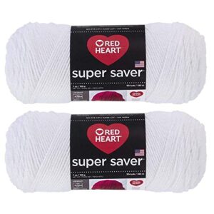 bulk buy: red heart super saver (2-pack) (white, 7 oz each skein)