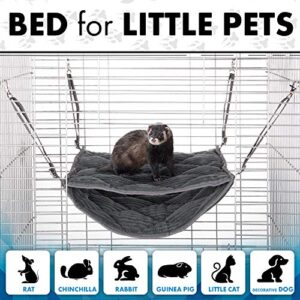 2 Brothers Wholesale Ferret Hammock for Cage - Plush Double Bunk Bed Hanging Clips - Perfect for 2 or More Small Pets! (Rats, Ferrets, Hamsters, Guinea Pigs, Chinchillas & Squirrels) - Grey