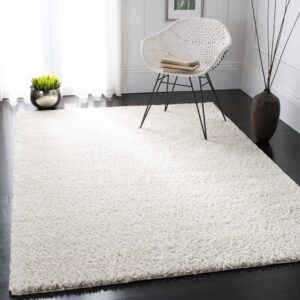 safavieh august shag collection area rug - 8' x 10', ivory, solid design, non-shedding & easy care, 1.2-inch thick ideal for high traffic areas in living room, bedroom (aug900c)