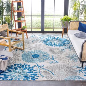 safavieh cabana collection area rug - 8' x 10', grey & blue, floral design, non-shedding & easy care, indoor/outdoor & washable-ideal for patio, backyard, mudroom (cbn832f)