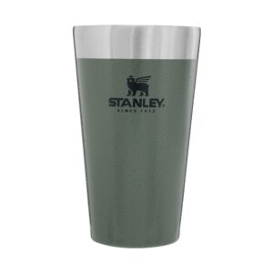 stanley adventure inulsated stacking beer pint glass, 16oz stainless steel double wall rugged metal drinking tumbler (hammertone green)