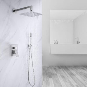 Gappo Shower System Brushed Nickel Wall Mounted High Pressure 10 Inch Rain Shower Head System Rainfall Shower Faucet Shower Combo Set with Handheld Rough-in Valve Included