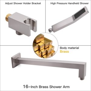 Gappo Shower System Brushed Nickel Wall Mounted High Pressure 10 Inch Rain Shower Head System Rainfall Shower Faucet Shower Combo Set with Handheld Rough-in Valve Included