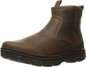 skechers mens resment-korver chelsea side zip hiking boot, dark brown, 9 x-wide us