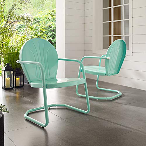 Crosley Furniture CO1001A-AQ Griffith Retro Metal Outdoor Chair, Aqua