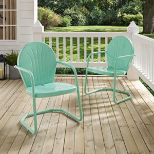 Crosley Furniture CO1001A-AQ Griffith Retro Metal Outdoor Chair, Aqua