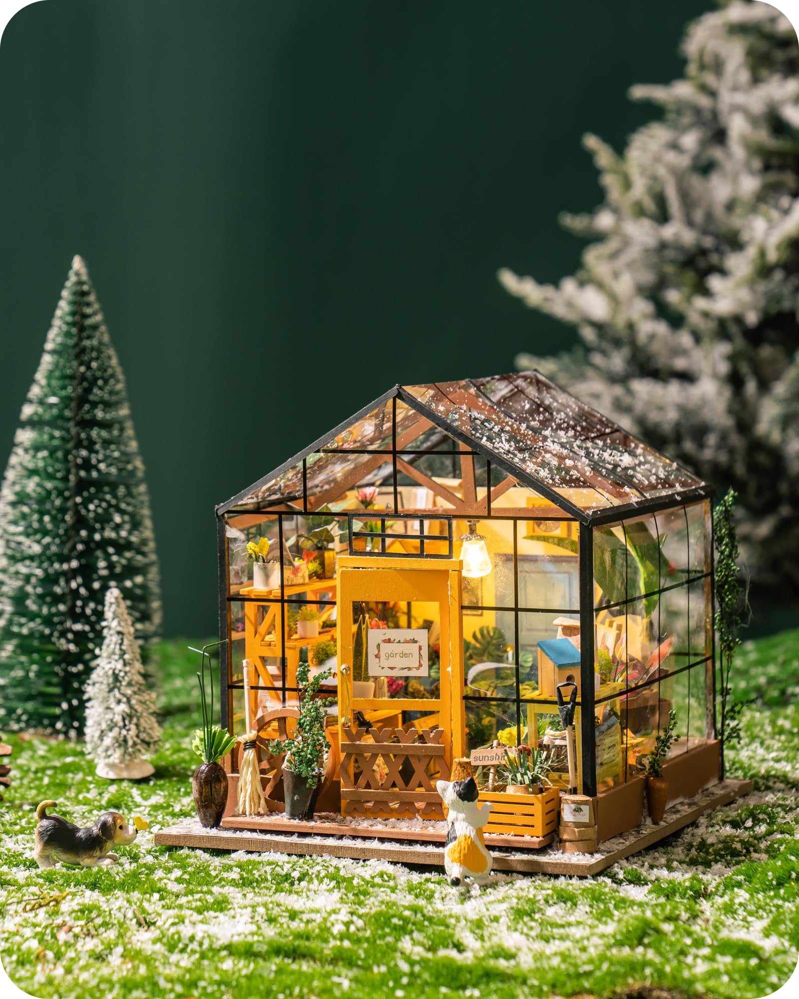 Rolife DIY Miniature House Kit Greenhouse, Tiny for Adults to Build, Mini House Making Kit with Furnitures, Halloween/Christmas Decorations/Gifts for Family and Friends (Cathy's Greenhouse)