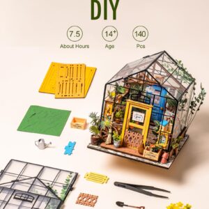 Rolife DIY Miniature House Kit Greenhouse, Tiny for Adults to Build, Mini House Making Kit with Furnitures, Halloween/Christmas Decorations/Gifts for Family and Friends (Cathy's Greenhouse)