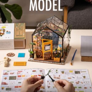 Rolife DIY Miniature House Kit Greenhouse, Tiny for Adults to Build, Mini House Making Kit with Furnitures, Halloween/Christmas Decorations/Gifts for Family and Friends (Cathy's Greenhouse)