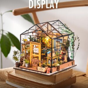 Rolife DIY Miniature House Kit Greenhouse, Tiny for Adults to Build, Mini House Making Kit with Furnitures, Halloween/Christmas Decorations/Gifts for Family and Friends (Cathy's Greenhouse)