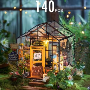 Rolife DIY Miniature House Kit Greenhouse, Tiny for Adults to Build, Mini House Making Kit with Furnitures, Halloween/Christmas Decorations/Gifts for Family and Friends (Cathy's Greenhouse)