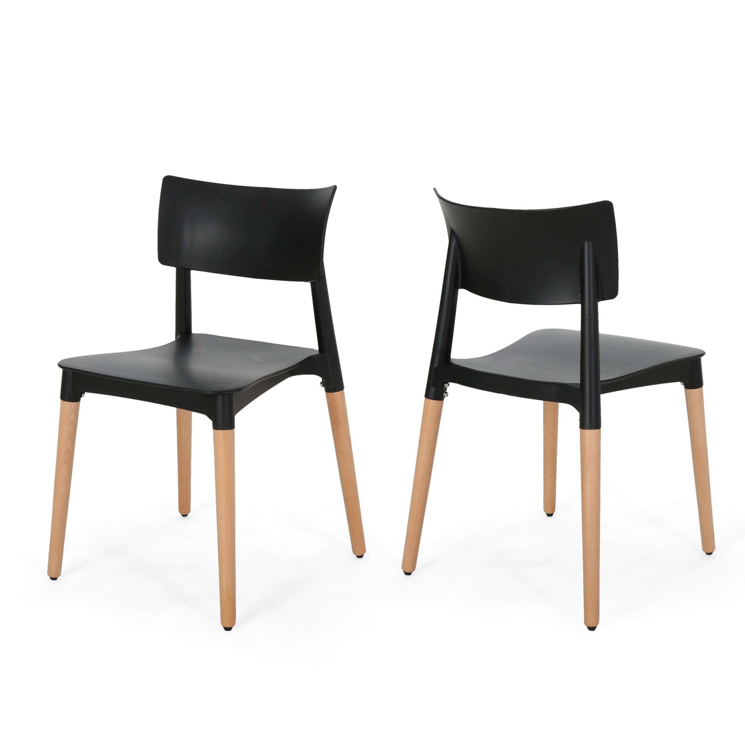 Christopher Knight Home Isabel Modern Dining Chair with Beech Wood Legs (Set of 2), Black and Natural