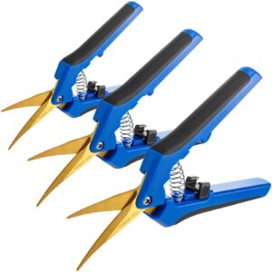 growneer 3 packs 6.5 inch pruning shears with curved blades trimming scissors for gardening hand pruning snips titanium coated precision blades