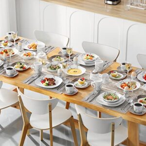 VEWEET, Series Nikita, 50-Piece Dinnerware Sets for 6, Including Porcelain Plates Sets, Bowls, Mugs, Egg Cups, Cup and Saucer Set, Milk Jug and Sugar Pot Set, Microwave and Dishwasher Safe